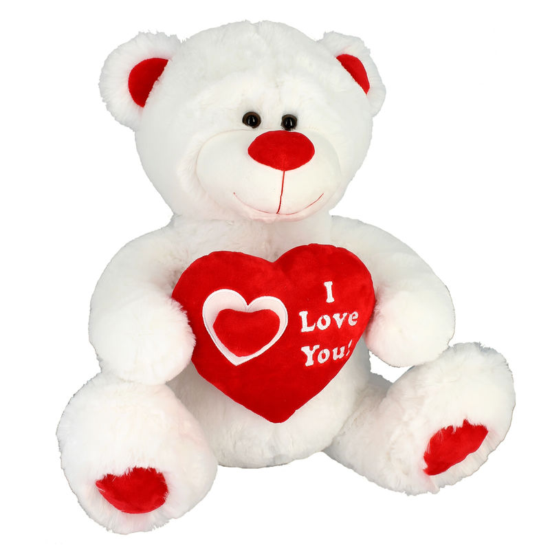 OSO BLANCO CORAZON ROJO FONDO BLANCO 28CM